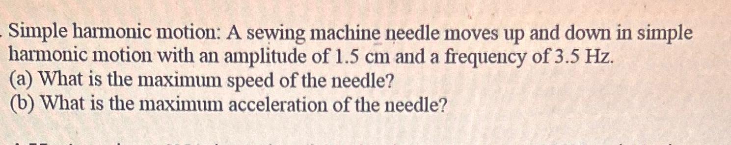 Solved Simple harmonic motion: A sewing machine needle moves | Chegg.com