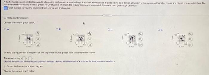 Solved A mathematica placement test is given to all entering | Chegg.com