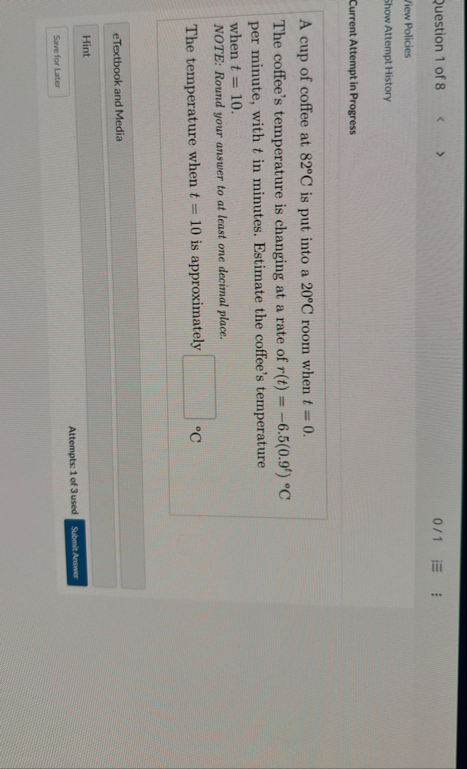 Solved question 1 ﻿of 801fiew PoliciesShow Attempt | Chegg.com