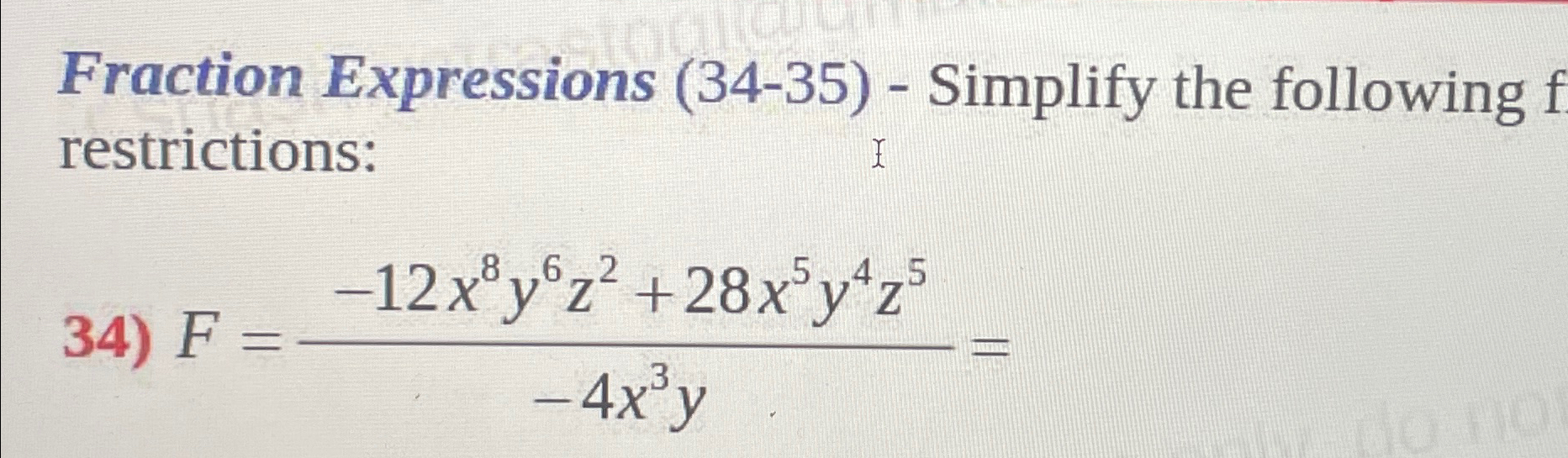Solved Fraction Expressions (34-35) - ﻿Simplify the | Chegg.com