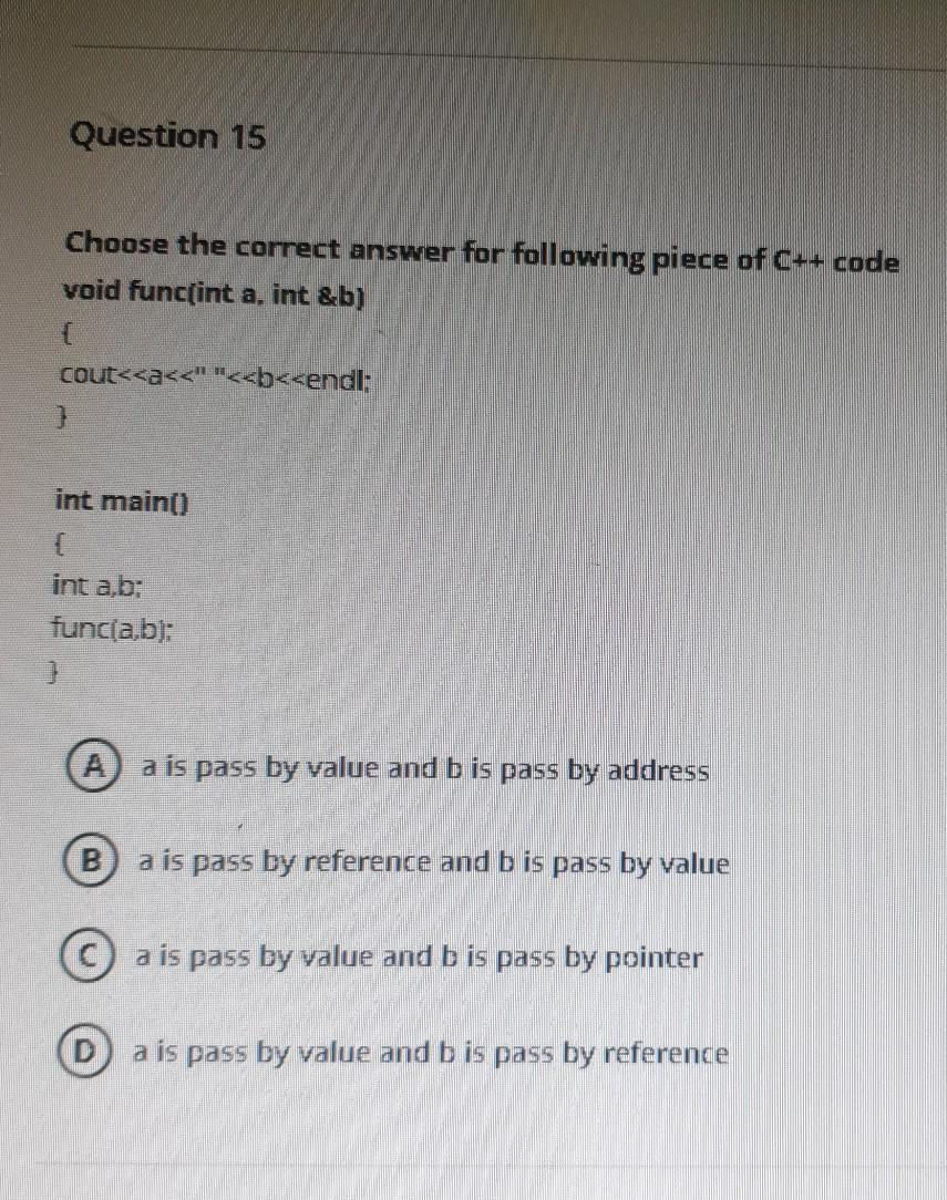 Solved Question 15 Choose The Correct Answer For Following 