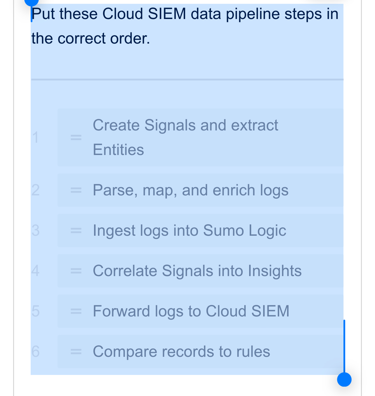 Solved Put these Cloud SIEM data pipeline steps in the | Chegg.com