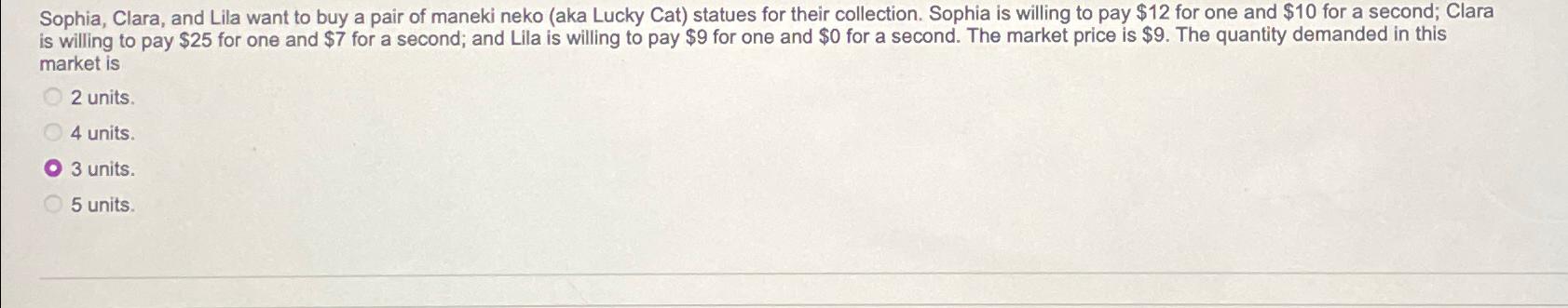 Solved Sophia, Clara, and Lila want to buy a pair of maneki | Chegg.com