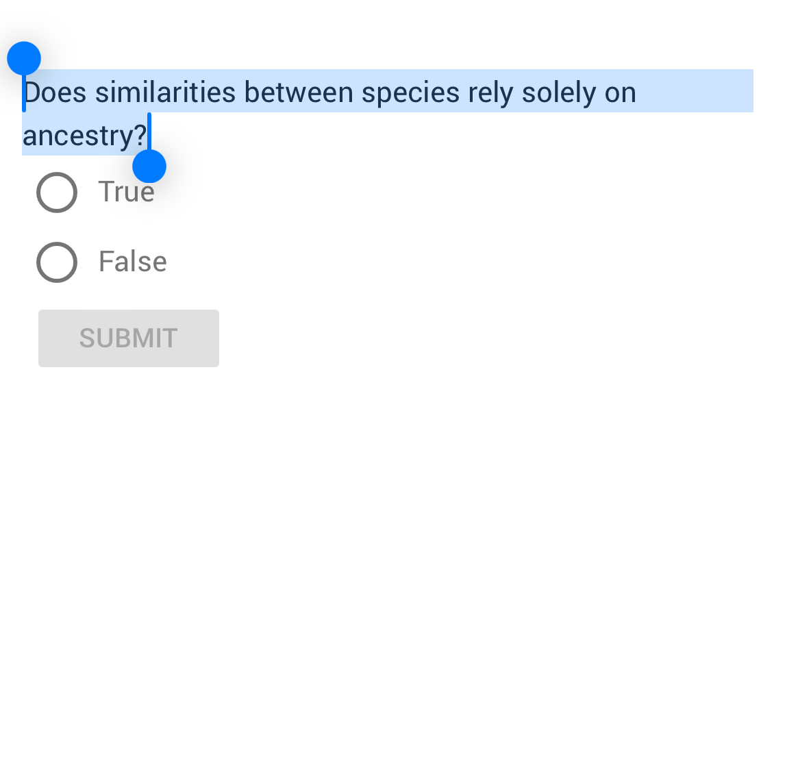 Solved Does similarities between species rely solely on | Chegg.com