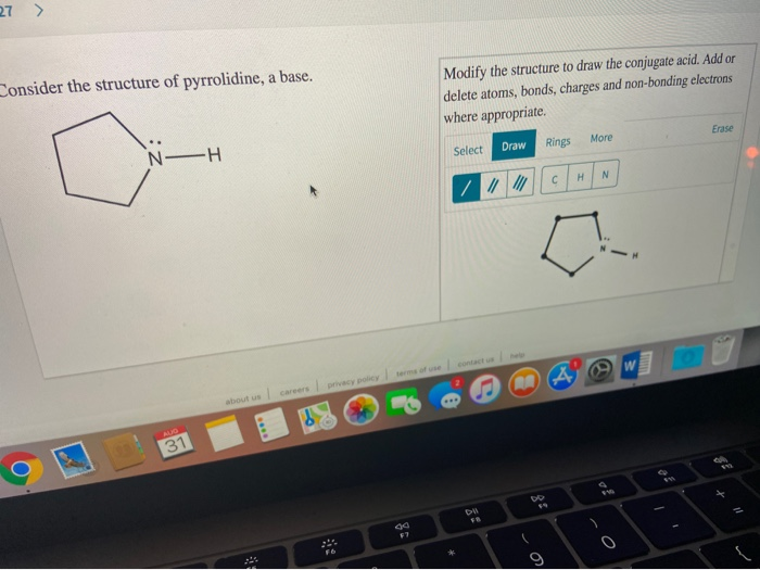 Solved 27 > Consider the structure of pyrrolidine, a base. | Chegg.com