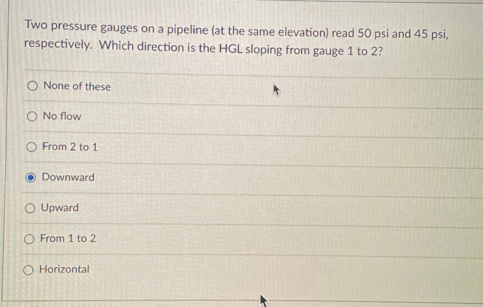 Solved Two pressure gauges on a pipeline (at the same | Chegg.com