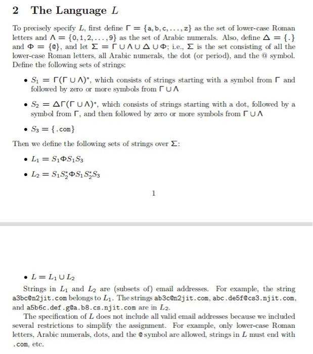 Solved To precisely specify L, first define Γ={a,b,c,…,z} as | Chegg.com