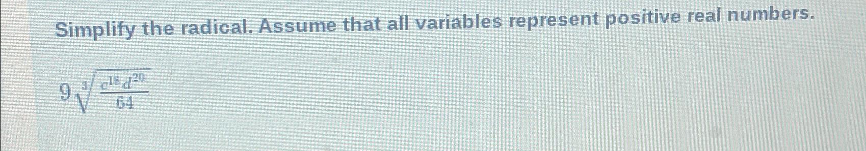Solved Simplify the radical. Assume that all variables | Chegg.com