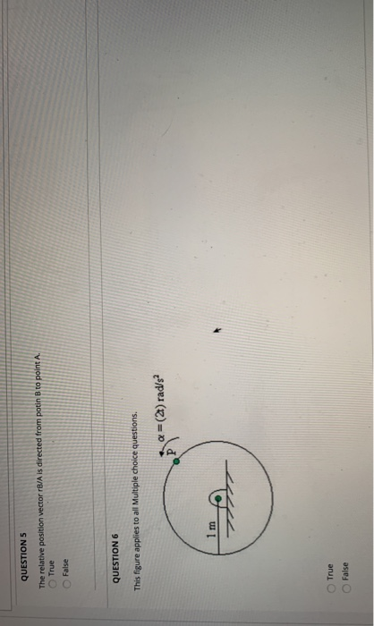 Solved QUESTION 5 The relative position vector B/A is | Chegg.com