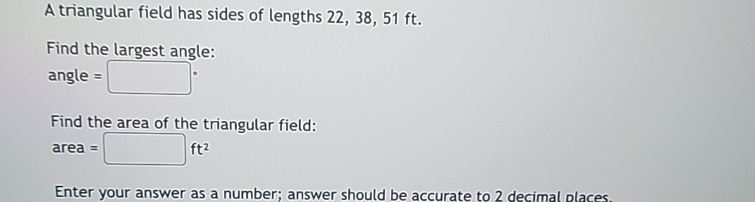 Solved A triangular field has sides of lengths | Chegg.com