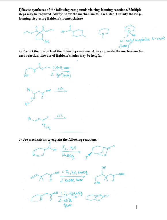 Solved 1) ﻿Devise syntheses of the following compounds via | Chegg.com