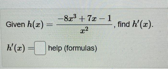 Solved Given f(x)=(x+4)(−8x2−4), find f′(x) f′(x)= help | Chegg.com