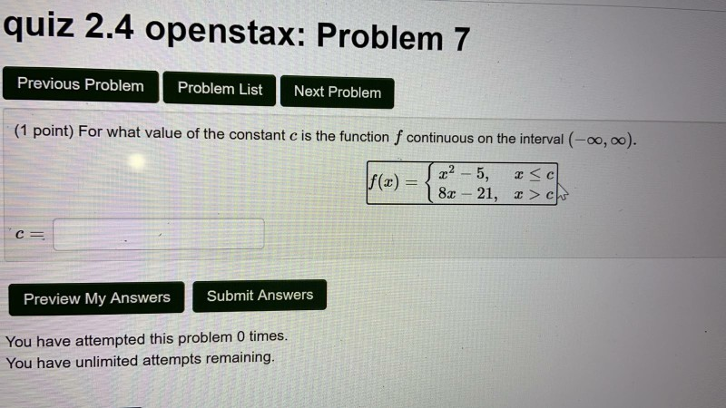 Solved quiz 2.4 openstax: Problem 7 Previous Problem Problem | Chegg.com