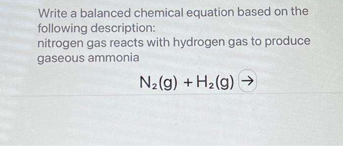 Solved Write a balanced chemical equation based on the | Chegg.com