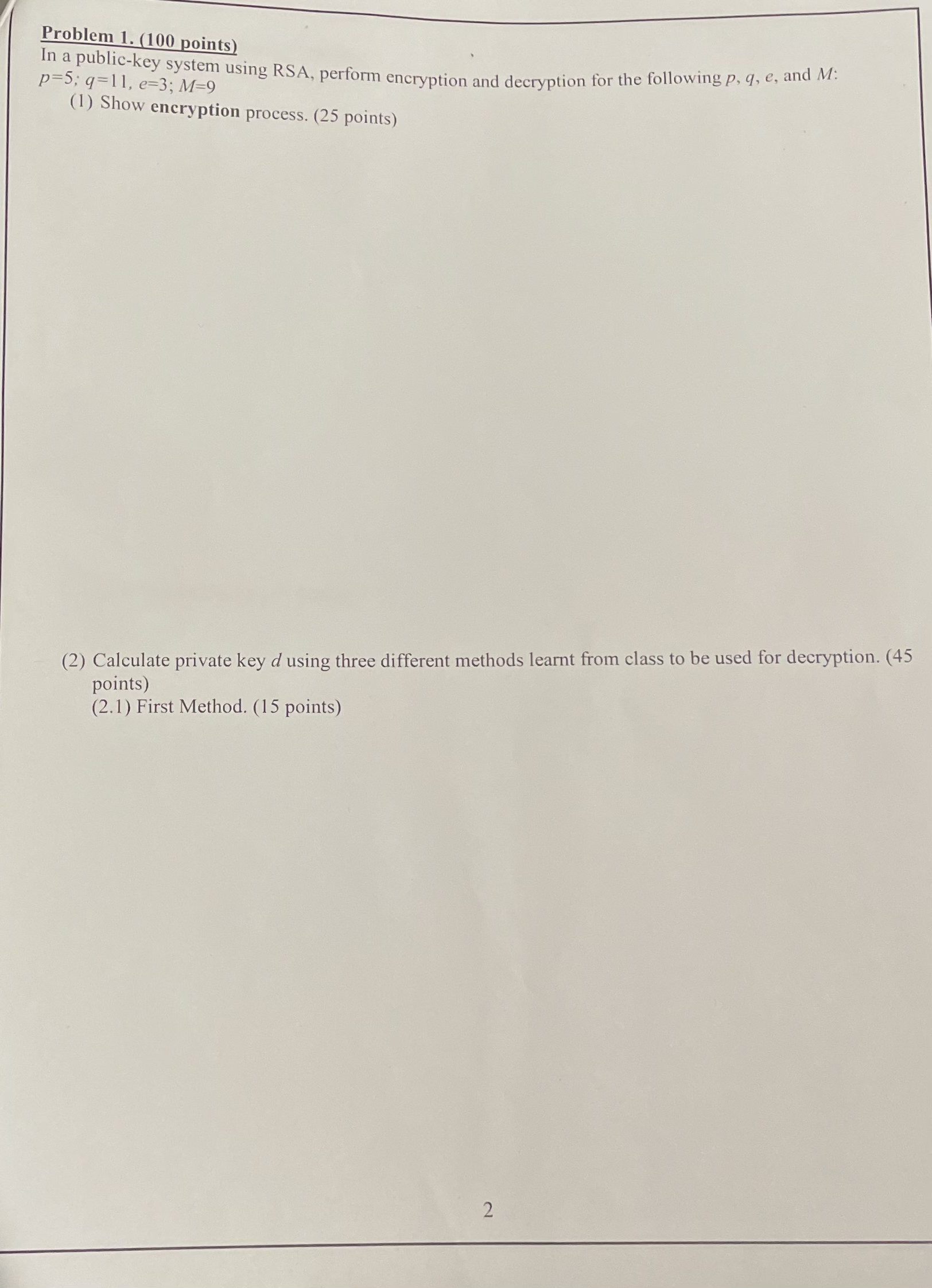 Solved Problem 1. (100 ﻿points)In a public-key system using | Chegg.com