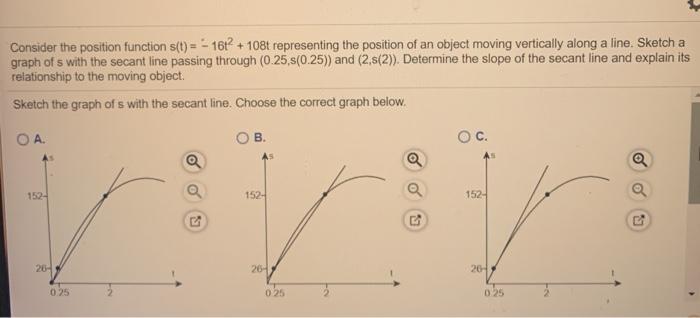 Solved Consider the position function s(t) = - 1612 + 108t | Chegg.com