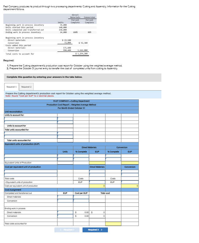 Fast Compony produces its product through two | Chegg.com