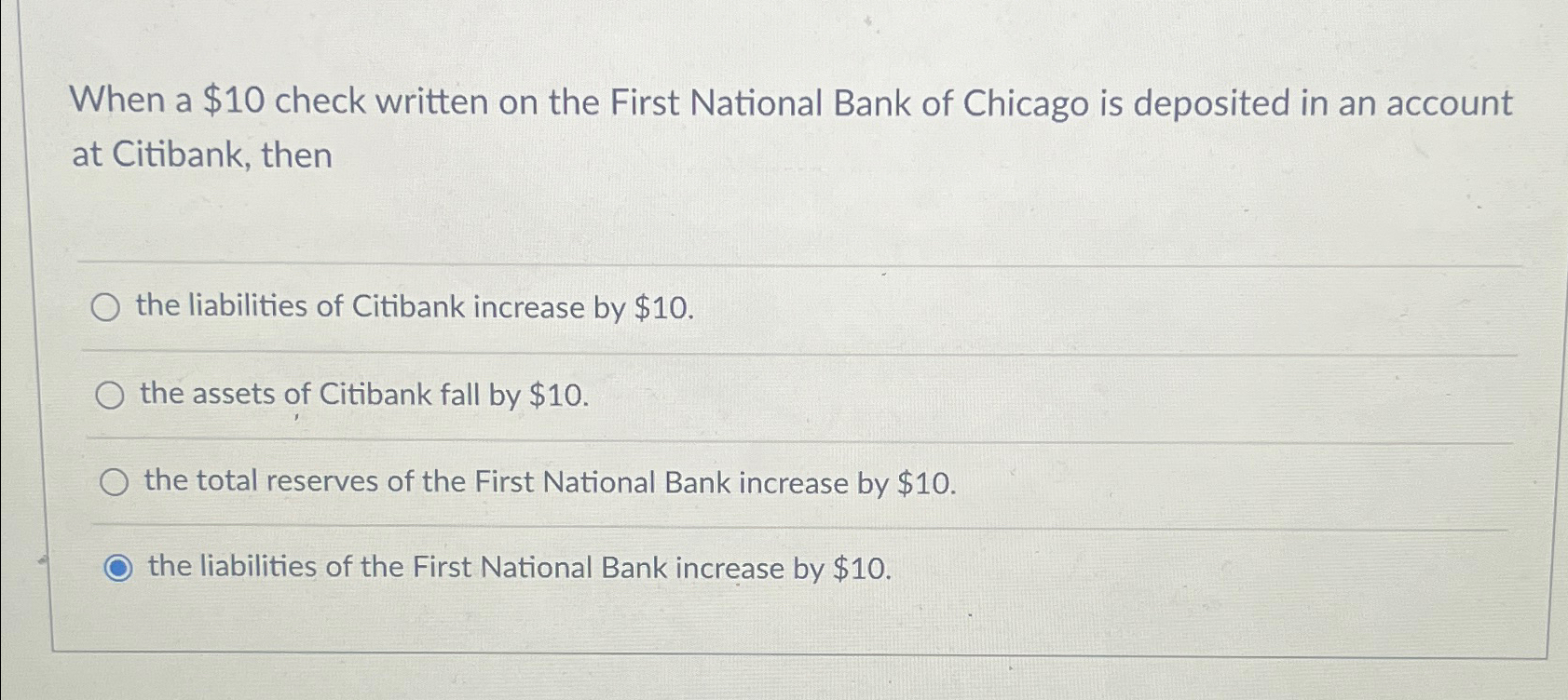 Solved When a $10 ﻿check written on the First National Bank | Chegg.com