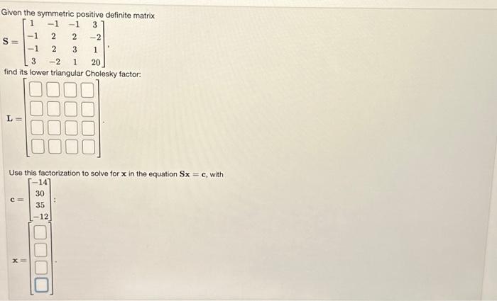 Solved Given the symmetric positive definite matrix -1 -1 3 | Chegg.com