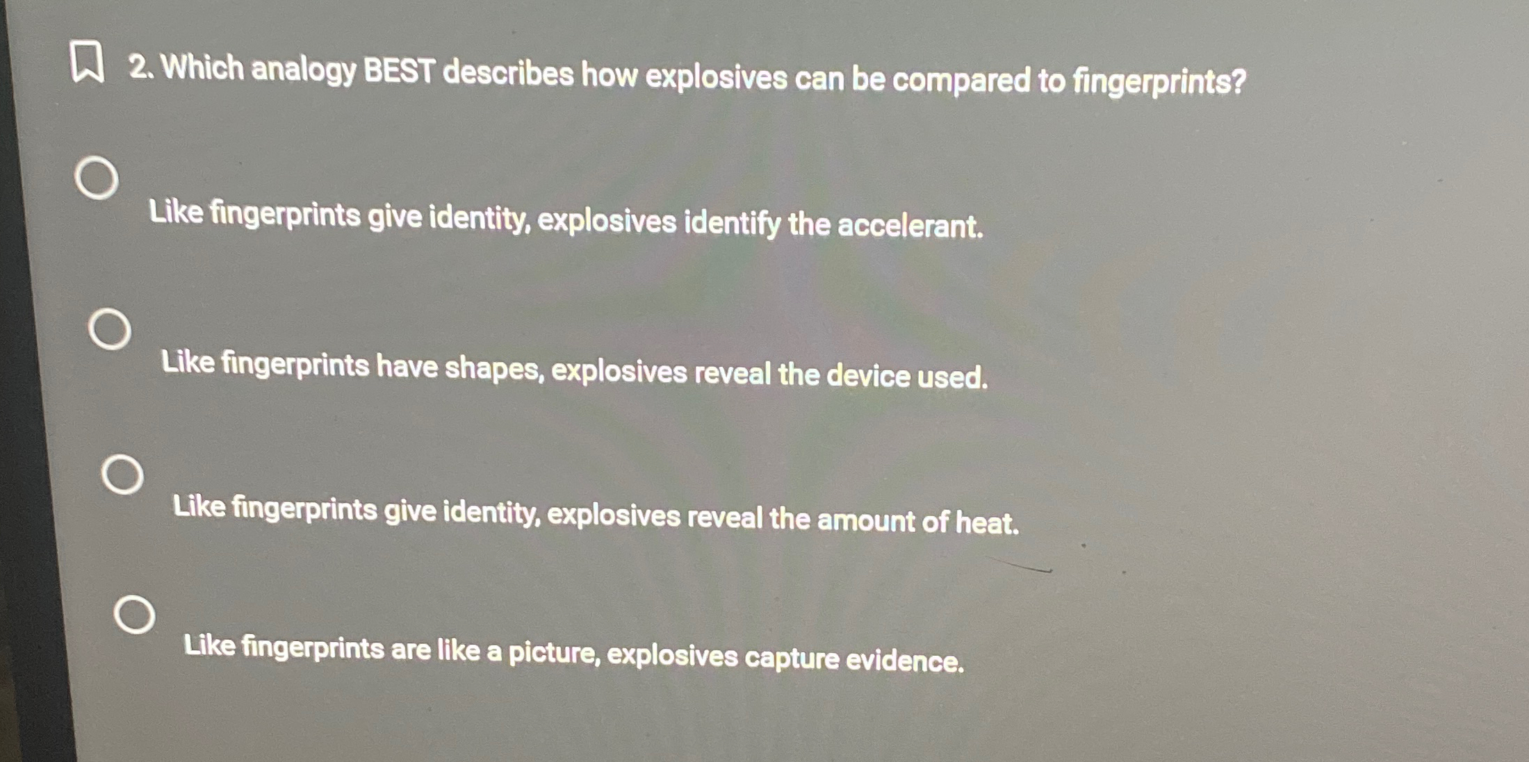 Solved Which analogy BEST describes how explosives can be | Chegg.com