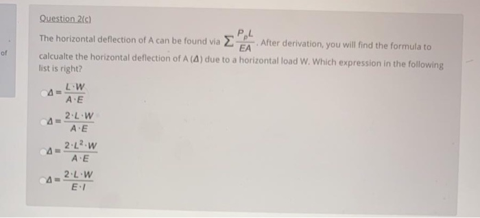 Solved Question 2(c) The horizontal deflection of A can be | Chegg.com