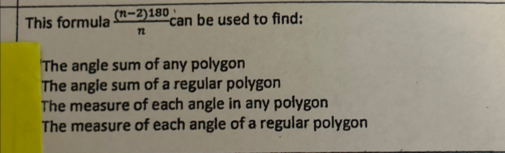 Solved This formula (n-2)180n ﻿can be used to find:The angle | Chegg.com