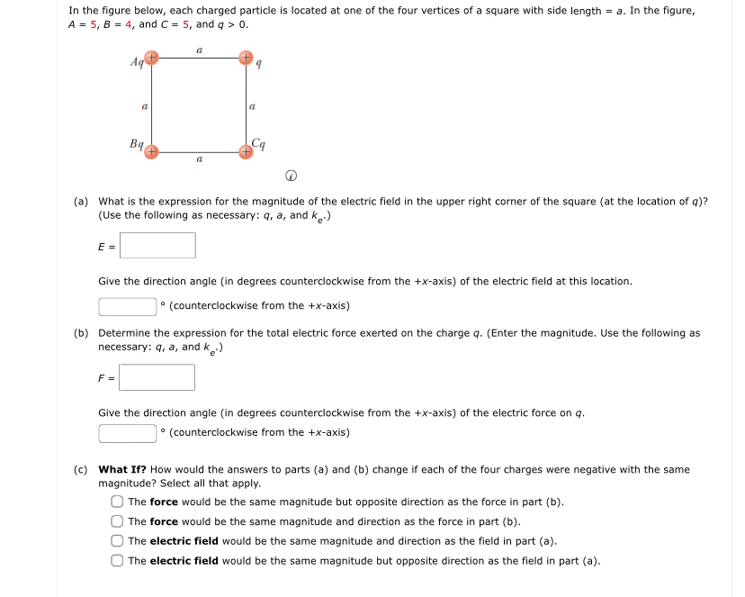 Solved In the figure below, each charged particle is located | Chegg.com