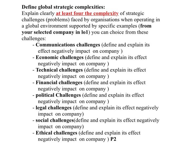 Solved Define global strategic complexities: Explain clearly | Chegg.com