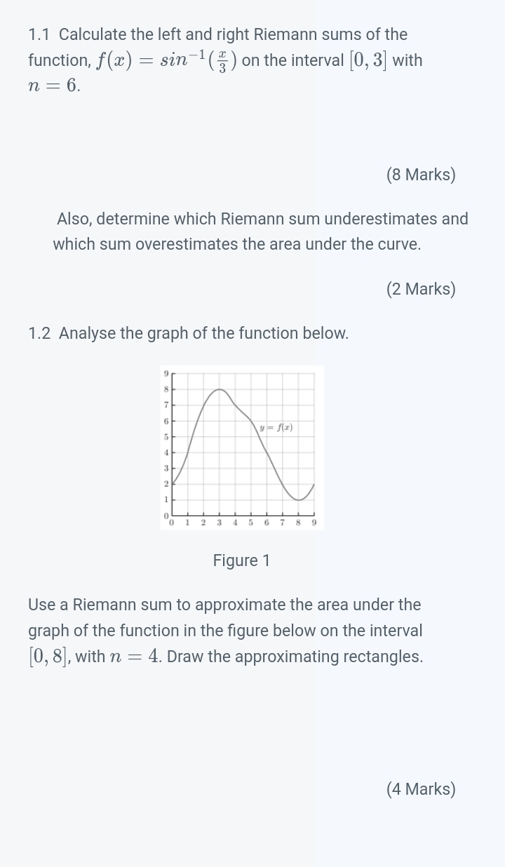 Solved 1.1 ﻿Calculate the left and right Riemann sums of the | Chegg.com