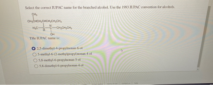 Solved Select the correct IUPAC name for the branched | Chegg.com
