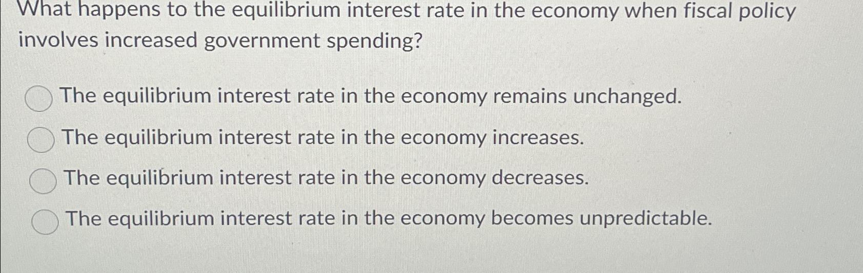 Solved What happens to the equilibrium interest rate in the | Chegg.com