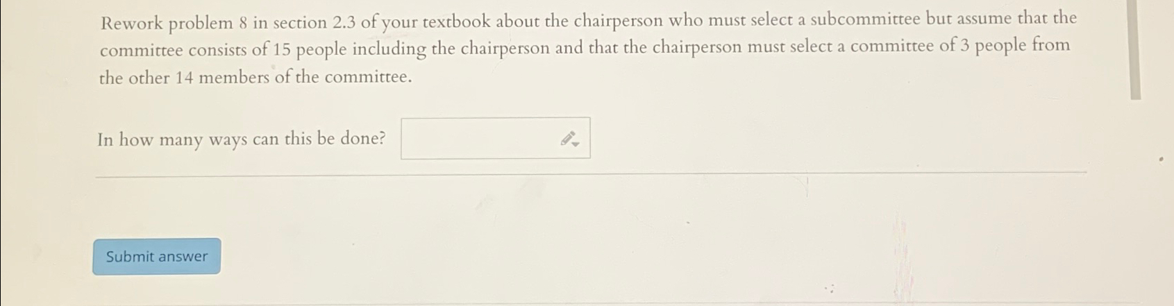 Solved Rework problem 8 ﻿in section 2.3 ﻿of your textbook | Chegg.com