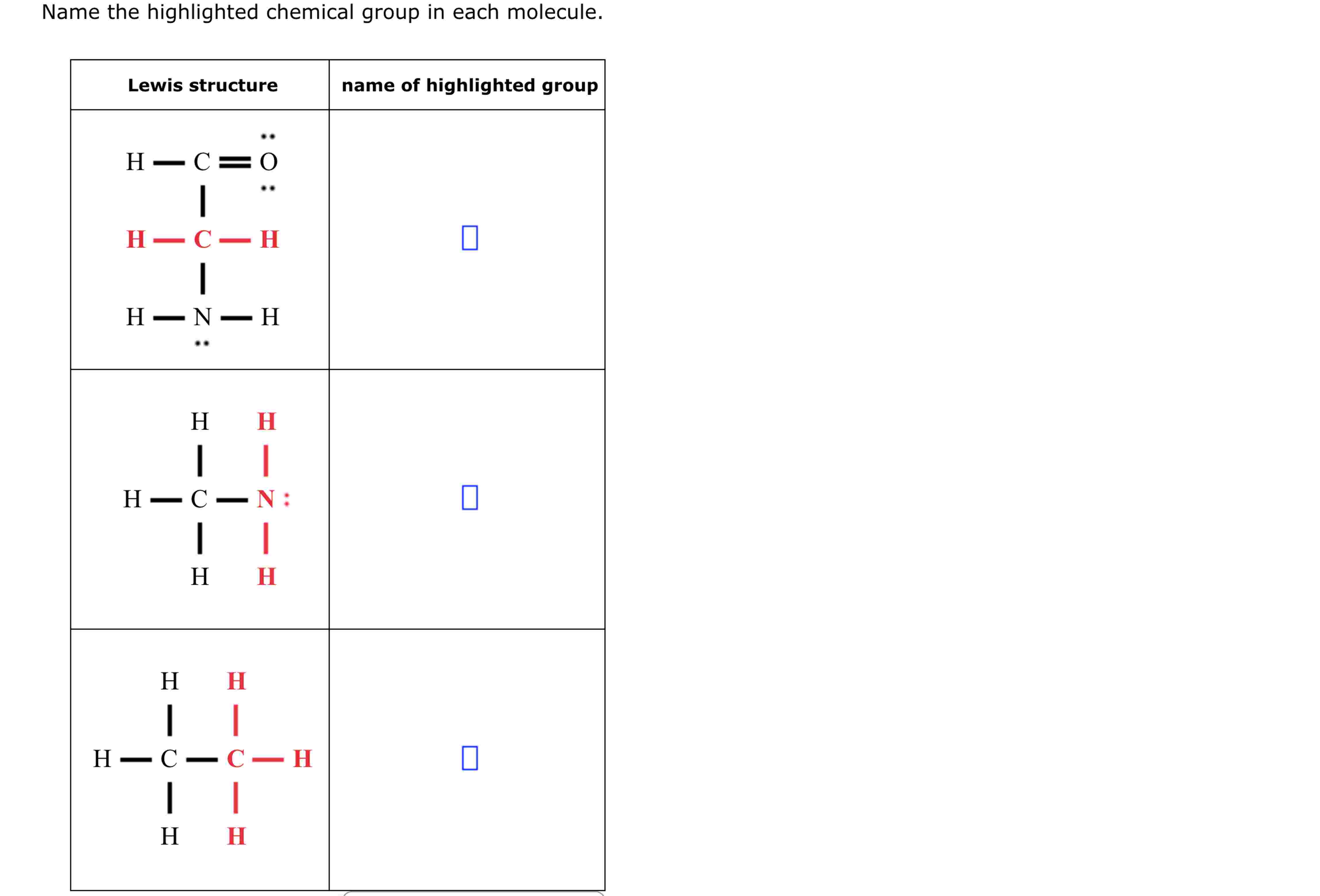 Solved Name the highlighted chemical group in each molecule. | Chegg.com