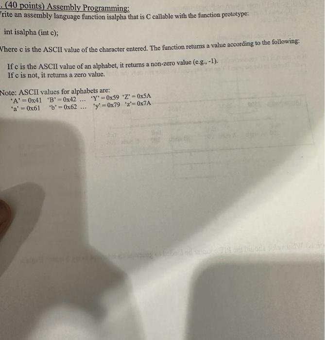 Solved (40 points) Assembly Programming: rite an assembly | Chegg.com Solved (40 points) Assembly Programming: rite an assembly | Chegg.com