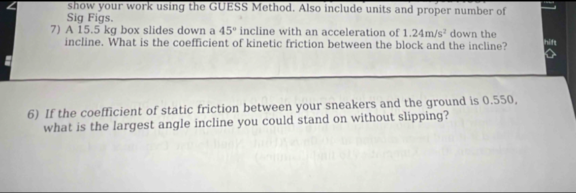 Solved Show your work using the GUESS Method. Also include | Chegg.com