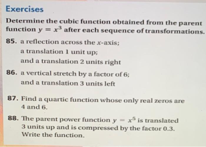 Solved Exercises Determine the cubic function obtained from | Chegg.com