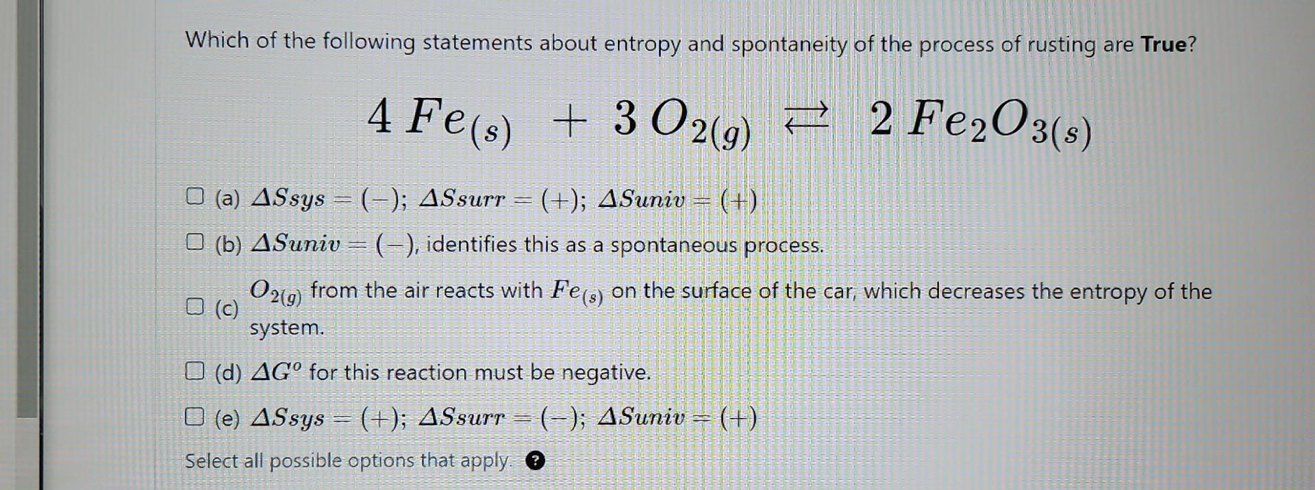 Solved Which of the following statements about entropy and | Chegg.com