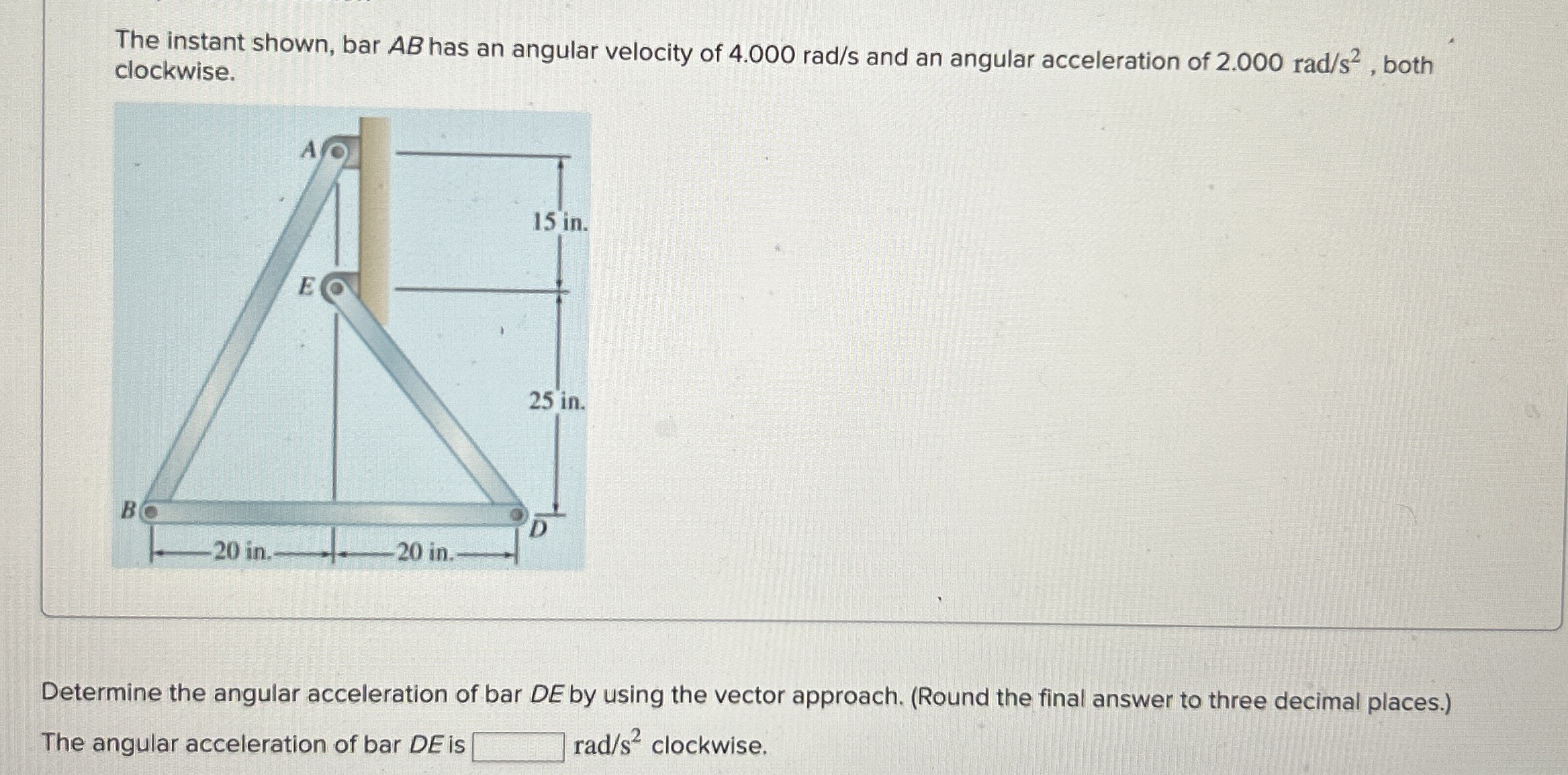 Solved The instant shown, bar AB ﻿has an angular velocity of | Chegg.com