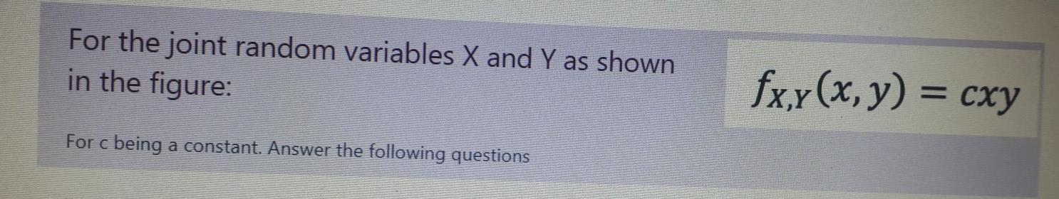Solved For the joint random variables X and Y as shown in | Chegg.com