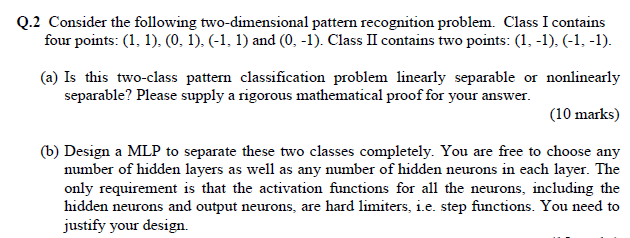 Solved Q 2 ï Consider The Following Two Dimensional Pattern Chegg