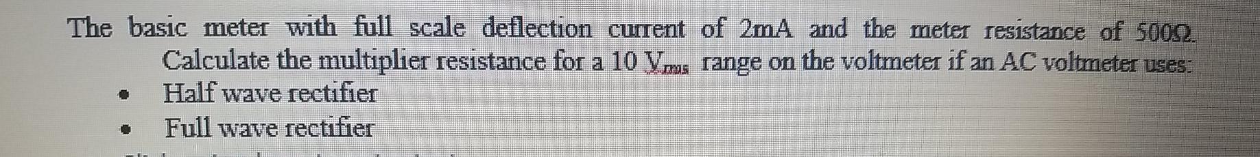 Solved The basic meter with full scale deflection current of | Chegg.com