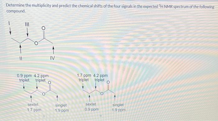 Solved Determine the multiplicity and predict the chemical | Chegg.com