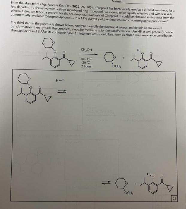 Solved From the abstract of Org. Process Res. Dev. 2022, 26, | Chegg.com