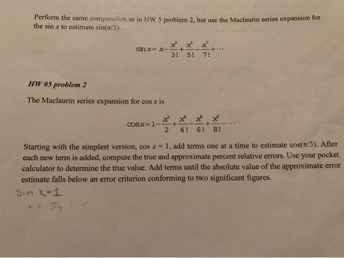 Solved Perform the same computation as in HW 5 problem 2. | Chegg.com