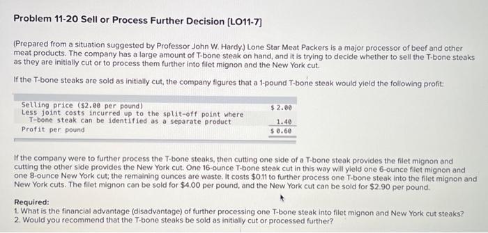 Solved Problem 11-20 Sell or Process Further Decision | Chegg.com
