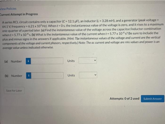 Solved View Policies Current Attempt in Progress A series | Chegg.com