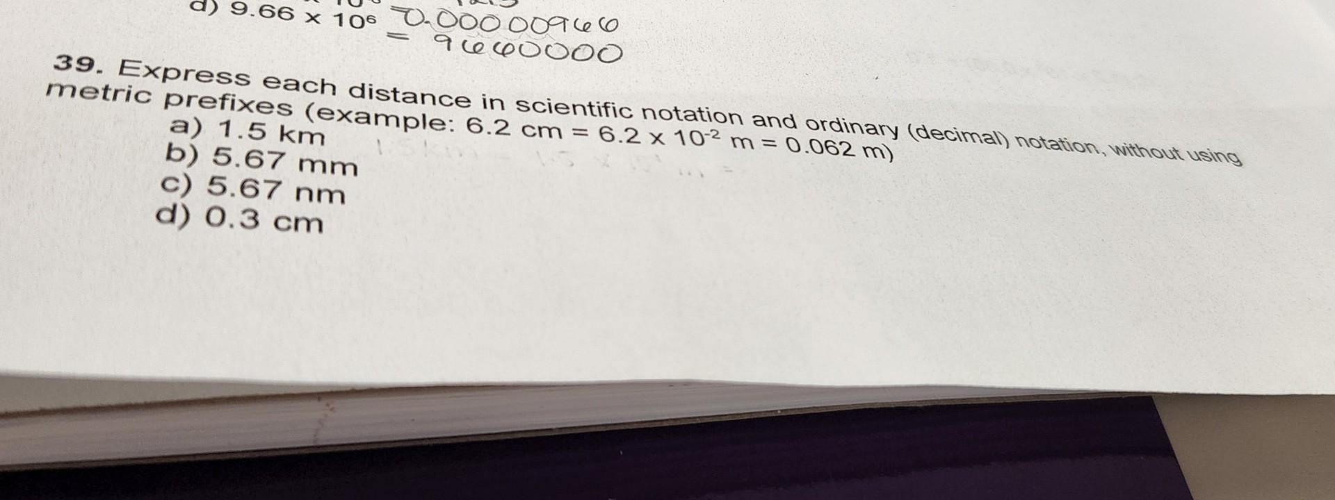 Solved 39. Express each distance in scientific notation and | Chegg.com