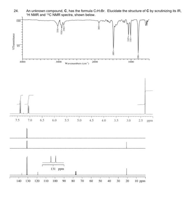 Solved 24. An unknown compound, C, has the formula C7H7Br. | Chegg.com