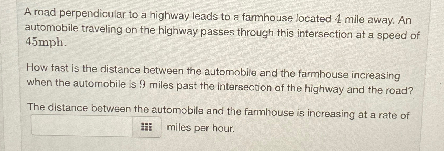 Solved A road perpendicular to a highway leads to a | Chegg.com