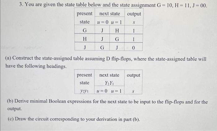 Solved 3. You are given the state table below and the state | Chegg.com